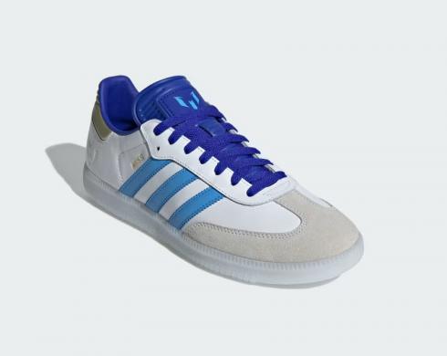 Lionel Messi x Adidas Samba Indoor Cloud White Lucid Blue Blue Blast ...
