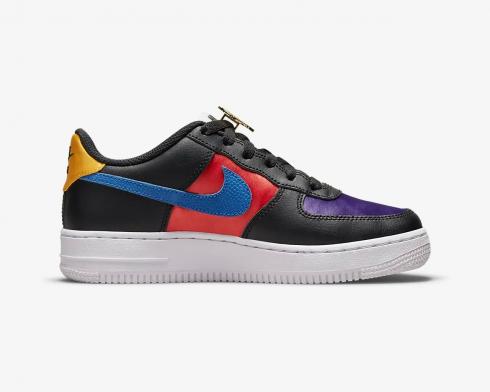 Nike Air Force 1 LV8 EMB GS NBA WNBA Black Washed Teal Court Purple Gym ...