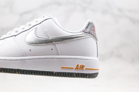 Nike Air Force 1 Low White Silver Snowflake Grey Orange Shoes DB1158 ...
