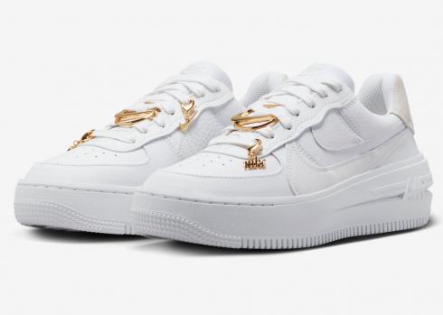 Nike Air Force 1 PLT.AF.ORM Bling Metallic Gold Summit White FB8473-100 ...