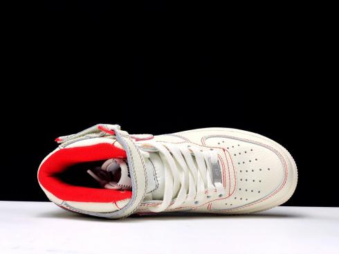 Nike Air Force 1 Mid All White Red Casual Sneakers AO2518-226 - Air ...