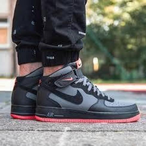 Nike Air Force 1 Mid Black Dark Grey Crimson 315123-031 - Air Force 1 ...