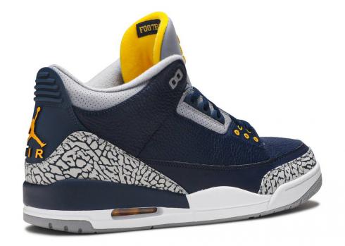 Air Jordan 3 Retro Michigan Pe Navy Amarillo Grey Cement Collegiate AJ3 ...