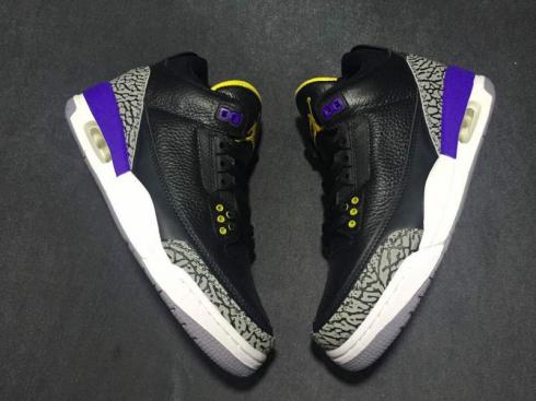 Nike Air Jordan III 3 Black Crack Gray Yellow Purple Men Basketball ...