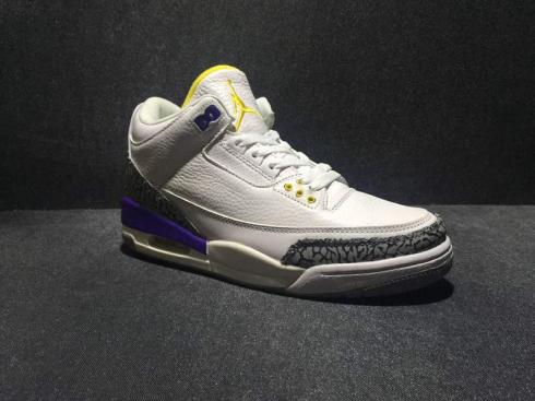 Nike Air Jordan III 3 White Crack Gray Yellow Purple Men Basketball ...