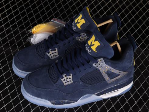 Air Jordan 4 Retro Michigan PE Dark Obsidian University Gold Black AJ4 ...