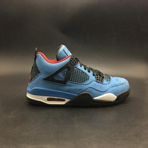 Travis Scott x Nike Air Jordan 4 Retro Men Basketball Shoes Royal Blue ...