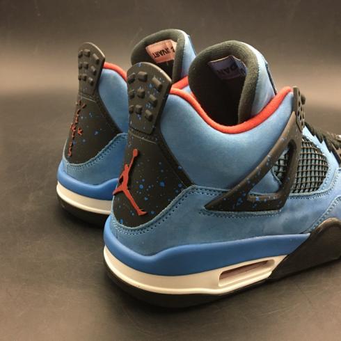 Travis Scott x Nike Air Jordan 4 Retro Men Basketball Shoes Royal Blue ...