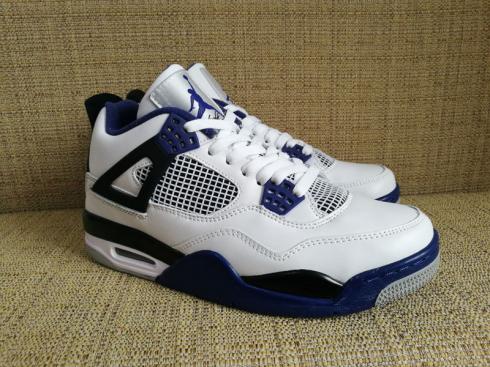 Nike Air Jordan 4 Retro IV AJ4 Motorsports White Game Royal Blue Men ...