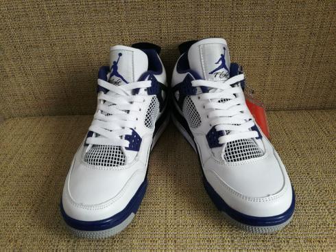 Nike Air Jordan 4 Retro IV AJ4 Motorsports White Game Royal Blue Men ...