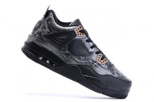 NIKE AIR JORDAN 4 RETRO Snake Skin Premium Black Black Silver 819139 ...