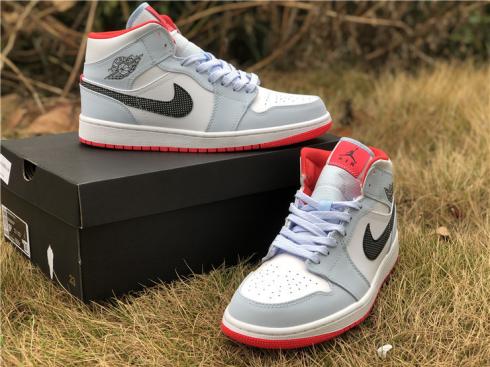 Air Jordan 1 Mid Half Blue Black White Red Shoes CU2802-400 - Air ...
