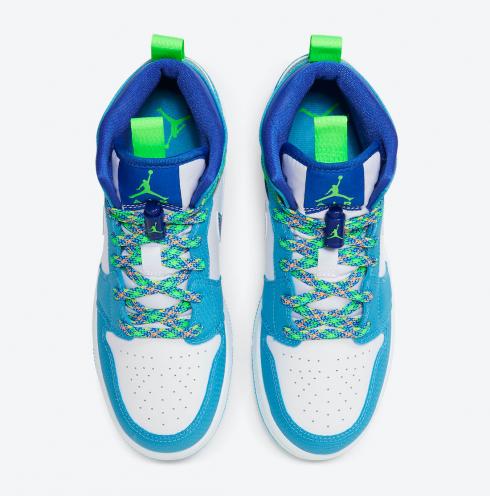 Air Jordan 1 Mid SE GS Sprite Dark Powder Blue Racer Blue Green Strike ...