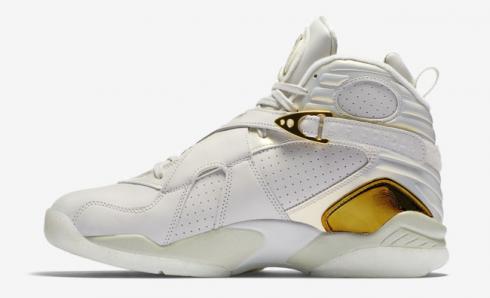 Nike Air Jordan 8 Confetti VIII Retro Champ Pack Men Shoes White Gold ...