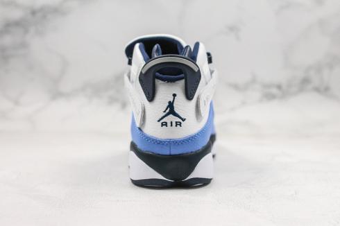 Nike Air Jordan 6 Rings White Navy UNC Blue GS Grade Shoes 323399-115 ...