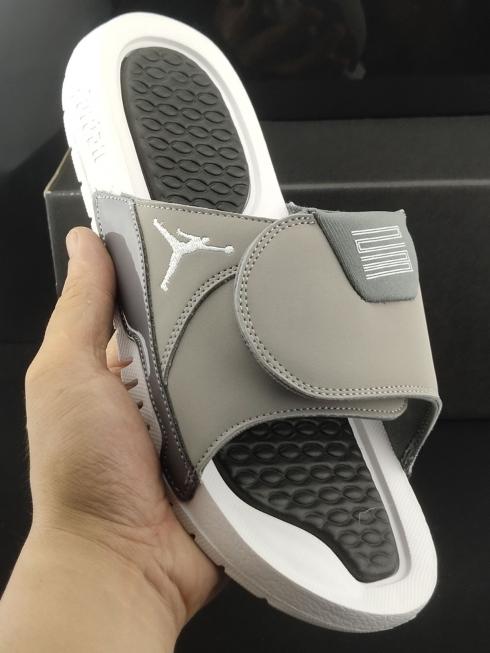 Air Jordan Hydro 6 Retro Slides GS Medium Grey White Gunsmoke AJ0022 ...