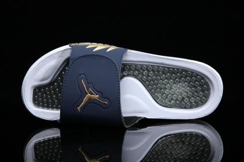 Nike Jordan Hydro 6 white deep blue gold men Sandal Slides Slippers ...