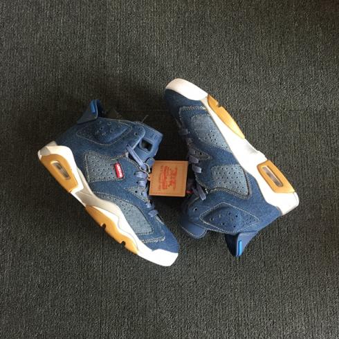 Levis x Air Jordan VI 6 Men Basketball Shoes Jeans Blue Brown - Levis X ...
