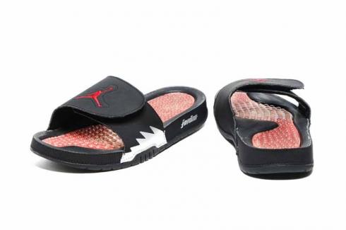 Air Jordan Hydro 5 Retro Black Fire Red Metallic Silver Mens Slippers ...