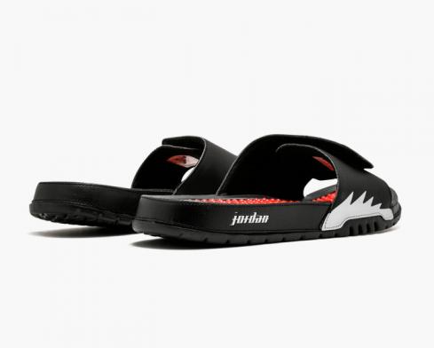 Air Jordan Hydro 5 Retro Black Fire Red Metallic Silver Mens Slippers ...