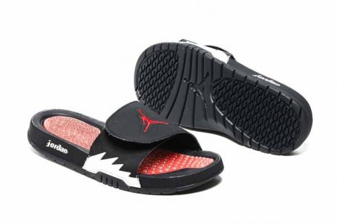 Air Jordan Hydro 5 Retro Black Fire Red Metallic Silver Mens Slippers ...