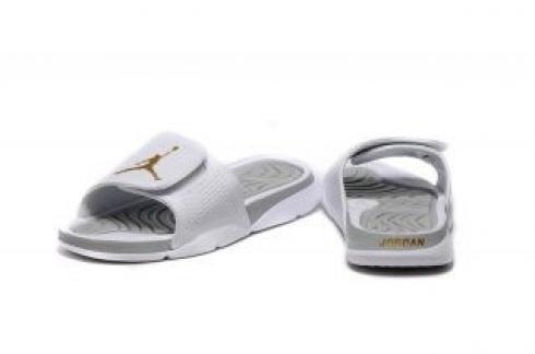 Nike Jordan 5 Retro Hydro White Grey Gold Mens Slide Sandals Slippers ...
