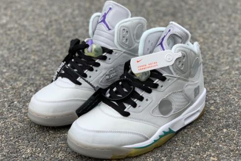2020 OFF WHITE x Air Jordan 5 Grey Green White CT8480 105 - Air Jordan ...