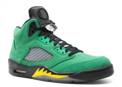 Air Jordan 5 Oregon Ducks Strike Black Green Apple Yellow H013-MNJDLS ...