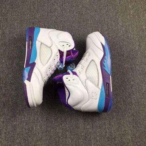 Nike Air Jordan V 5 High Retro White Purple Blue Unisex Shoes - Air ...