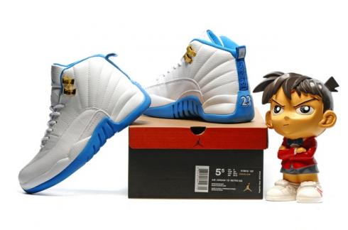 Nike Air Jordan 12 Retro GG GS Melo UNC White Gold University Blue ...