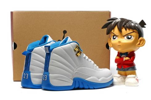 Nike Air Jordan 12 Retro GG GS Melo UNC White Gold University Blue ...