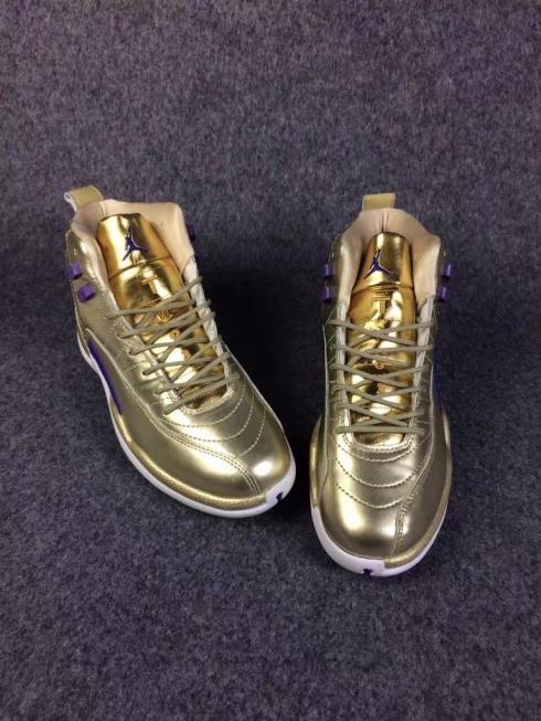 Nike Air Jordan 12 XII Retro Men Shoes Metalic Gold Blue 130690 - Air ...