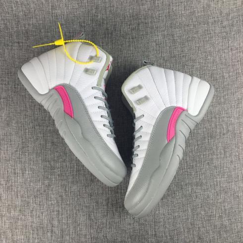 Nike Air Jordan Retro XII 12 White Wolf Grey Cool Vivid Pink Women ...