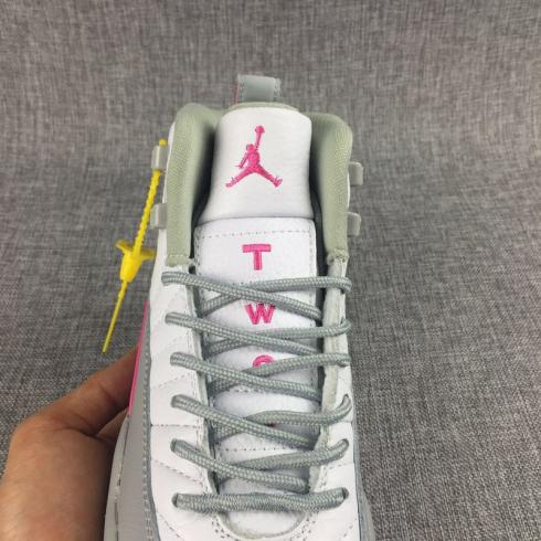 Nike Air Jordan Retro XII 12 White Wolf Grey Cool Vivid Pink Women ...