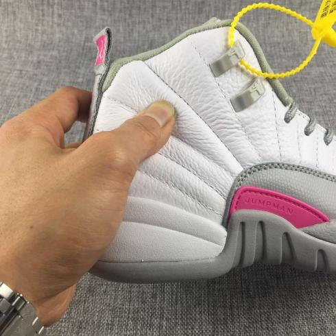 Nike Air Jordan Retro XII 12 White Wolf Grey Cool Vivid Pink Women ...