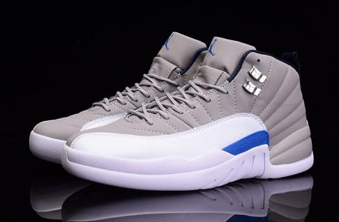 Nike Air Jordan XII 12 Retro Grey White Blue Men Shoes 130690 007 - Air ...