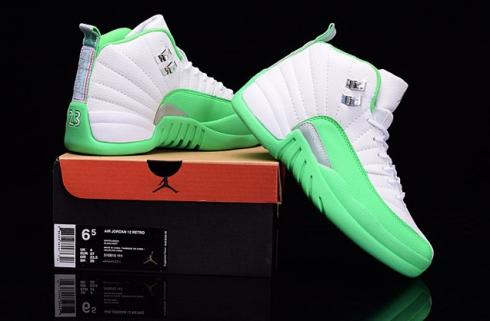 Nike Air Jordan XII 12 Retro White Silver Green Women Shoes 510815 111 ...