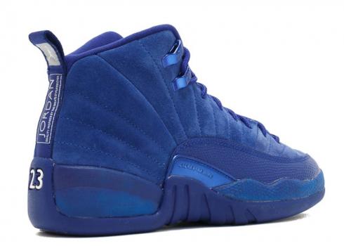 Air Jordan 12 Retro Bg Gs Deep Royal Blue White Metallic 153265-400 ...