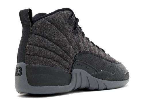 Air Jordan 12 Retro Wool Bg Gs Dark Silver Black Grey Metallic 852626 ...