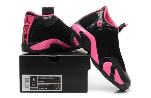 Nike Air Jordan Retro 14 XIV Black Pink Girl Youth Women BG GS Shoes ...
