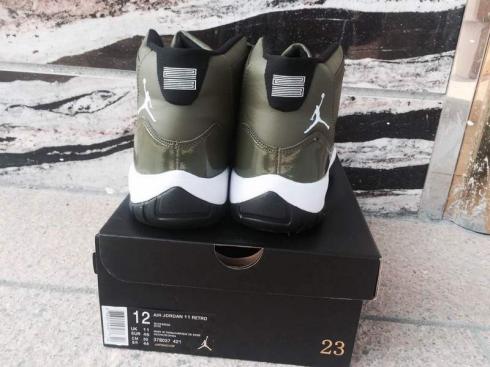 Nike Air Jordan XI 11 Retro olive green Men basketball Shoes 378037-421 ...