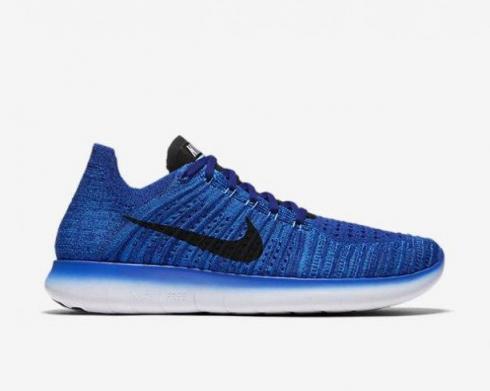 Nike Free RN Flyknit 5.0 Game Royal Blue Black White Mens Shoes 831069 ...