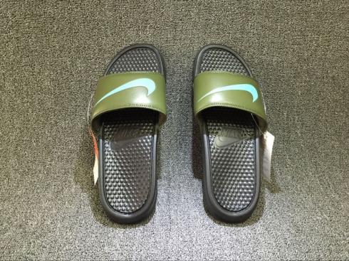 Nike Benassi Swoosh GD Green Black Mens Shoes 312618-421 - Nike Benassi ...
