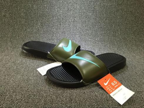 Nike Benassi Swoosh GD Green Black Mens Shoes 312618-421 - Nike Benassi ...