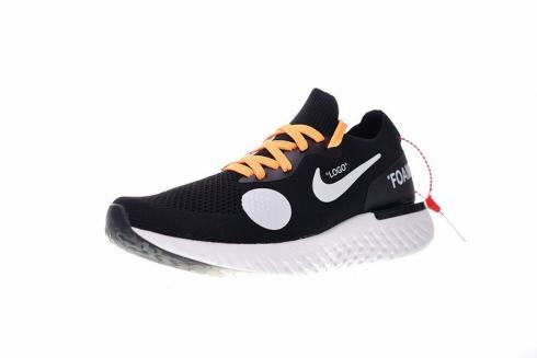 Off White x Nike Epic React Flyknit Dots Black Summit White Orange ...