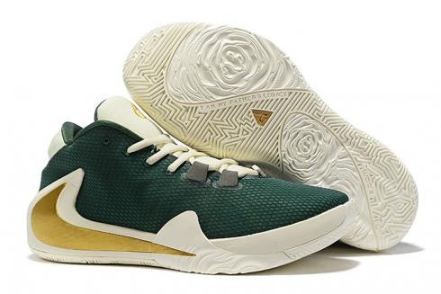 Nike Zoom Freak 1 Army Green Metallic Gold White Basketball Shoes ...