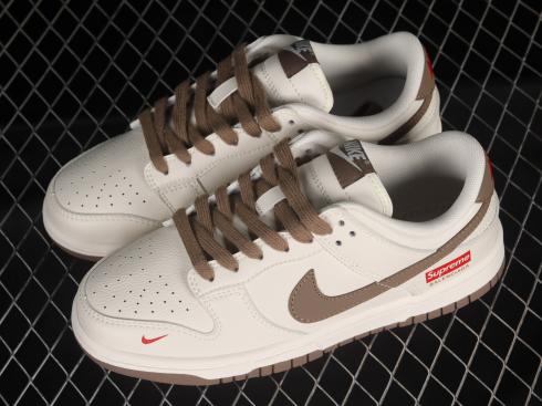 Supreme x Nike SB Dunk Low Milky White Brown Red XD6188-001 - NIke Dunk ...