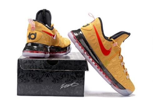 Nike KD 9 Kevin Durant Men Basketball Shoes 2016 New Gold Yellow Red ...