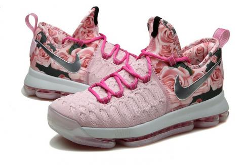 Nike KD 9 Kevin Durant Men Basketball Shoes Pink Silver Flower Black ...