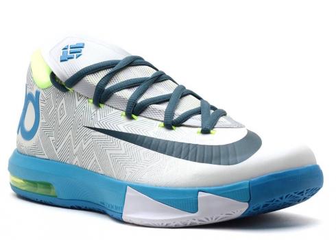 Nike Kd 6 Pure Platinum Factor Blue Volt Vivid Night 599424-009 - KD ...